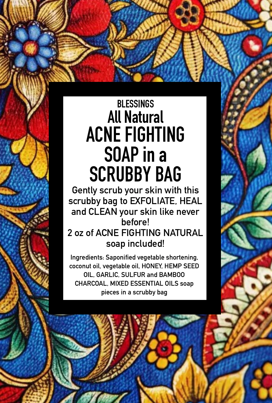 Acne Soap in a Scrubby Bag – Blessings All Natural (Jamaica Wholesale)
